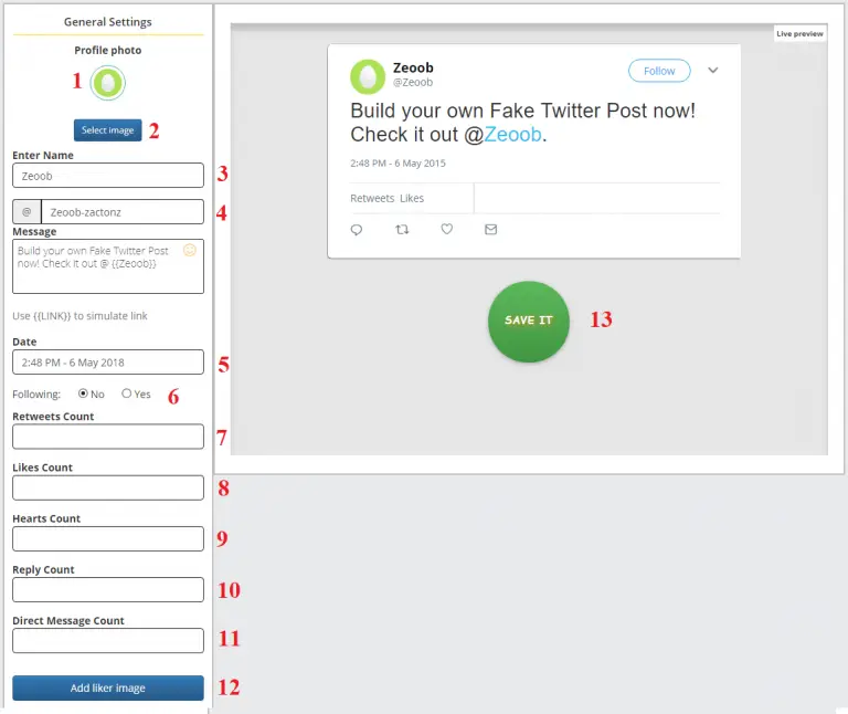 how to use fake twitter tweet generator | Dizwa Simulators